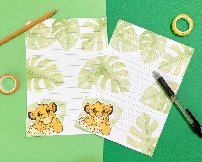 Simba Stationery Set // Disney Writing Paper With Lines and - Etsy