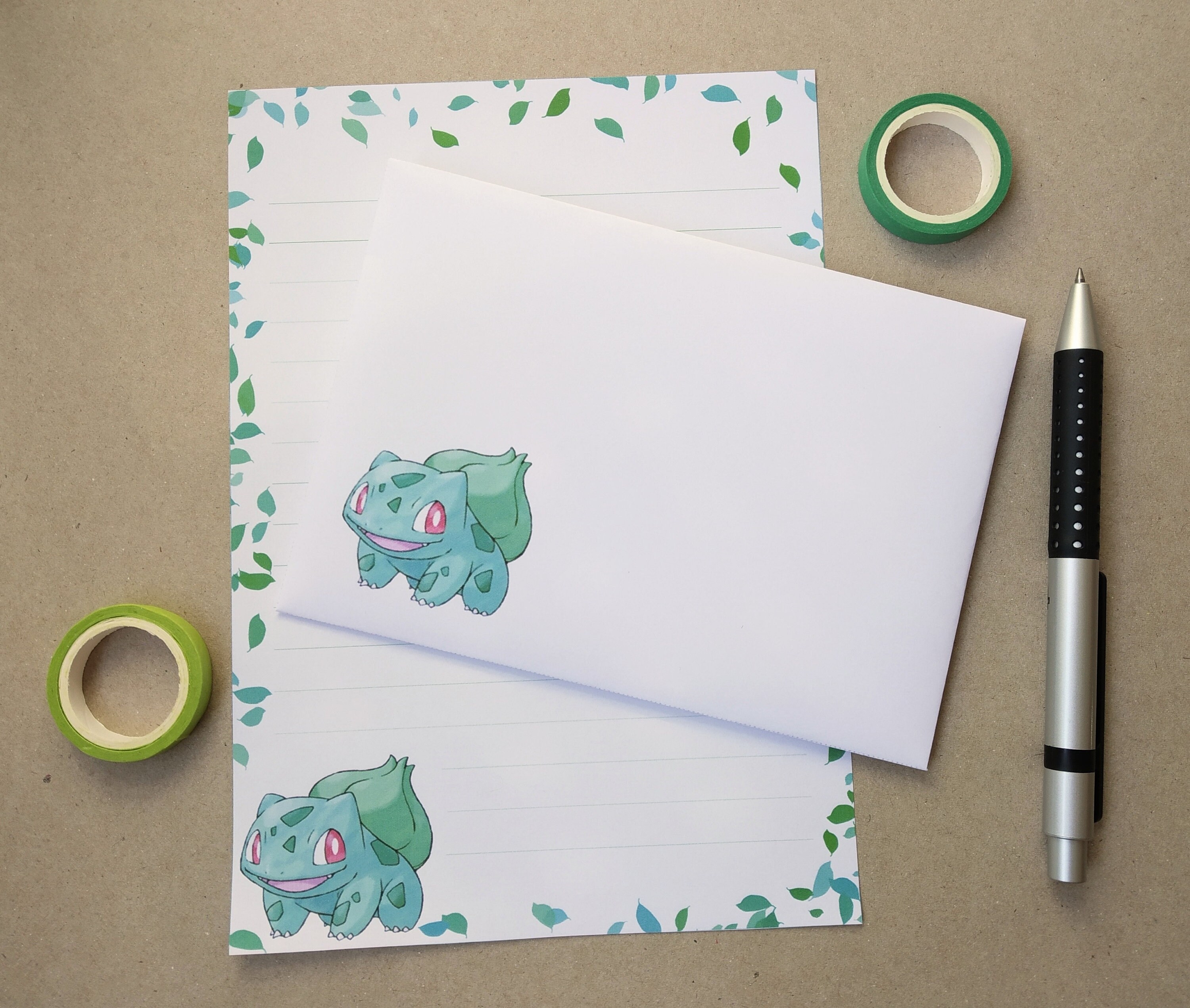 Pokemon Bulbasaur stationery set pokemon writing paper | Etsy