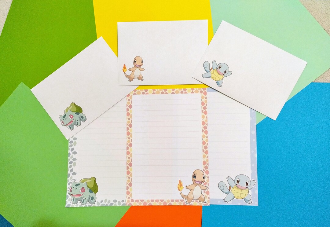 Kanto Starters Stationery Set // Pokemon Writing Paper With Lines and ...