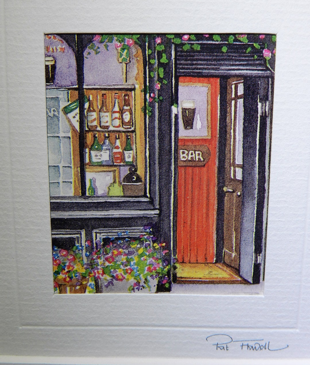 Signed Pat Howell Miniature Print Ireland Pub Bar Matted Collectible ...