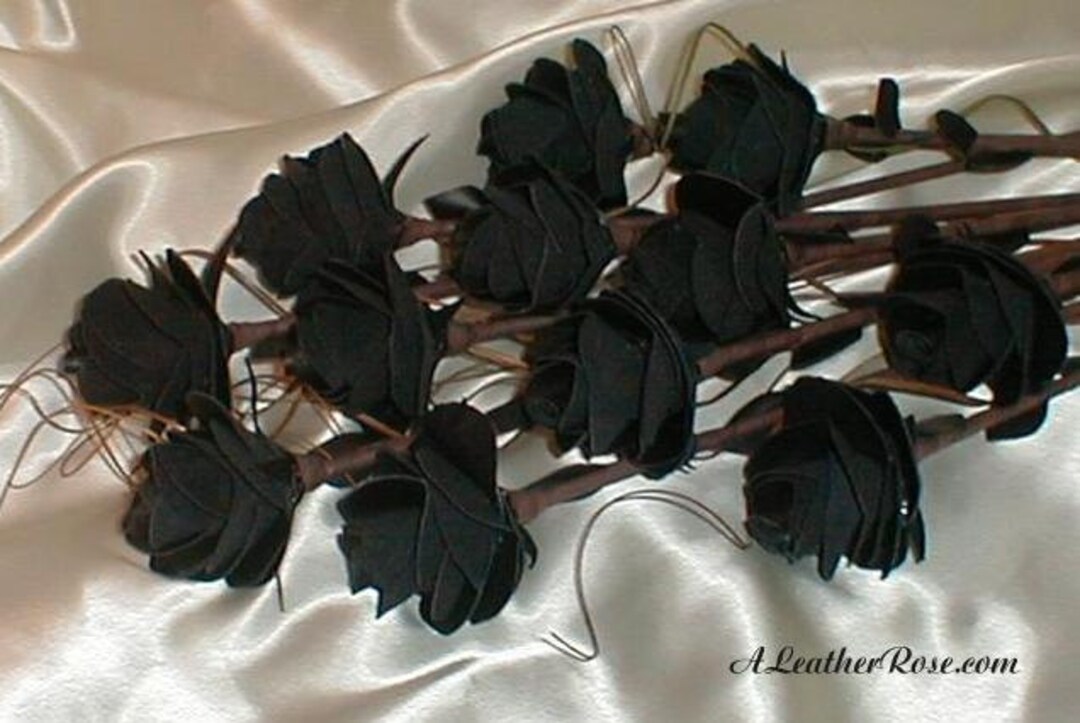 12 Long Stem Black Leather Roses, Red or Purple - Etsy