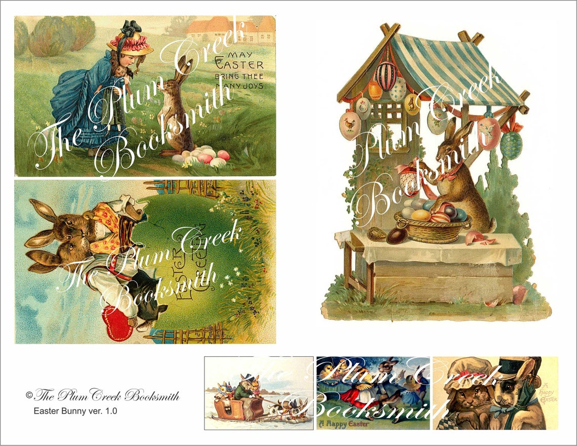 Easter Bunny Post Cards Ver. 1.0 Vintage Easter Post Cards - Digital ...