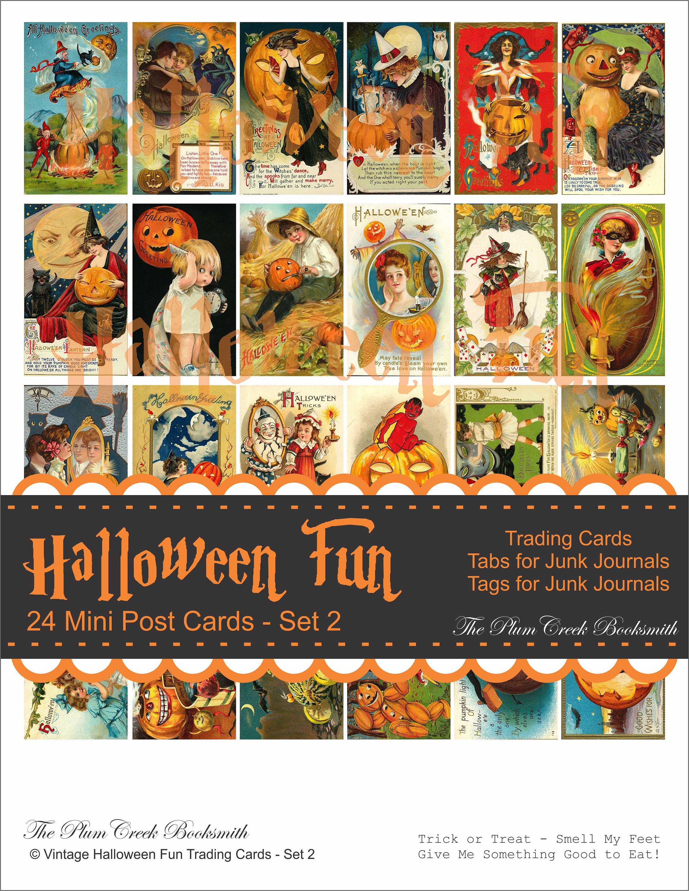 Vintage Halloween Fun Cards Set 2 24 Mini Post Cards - Etsy