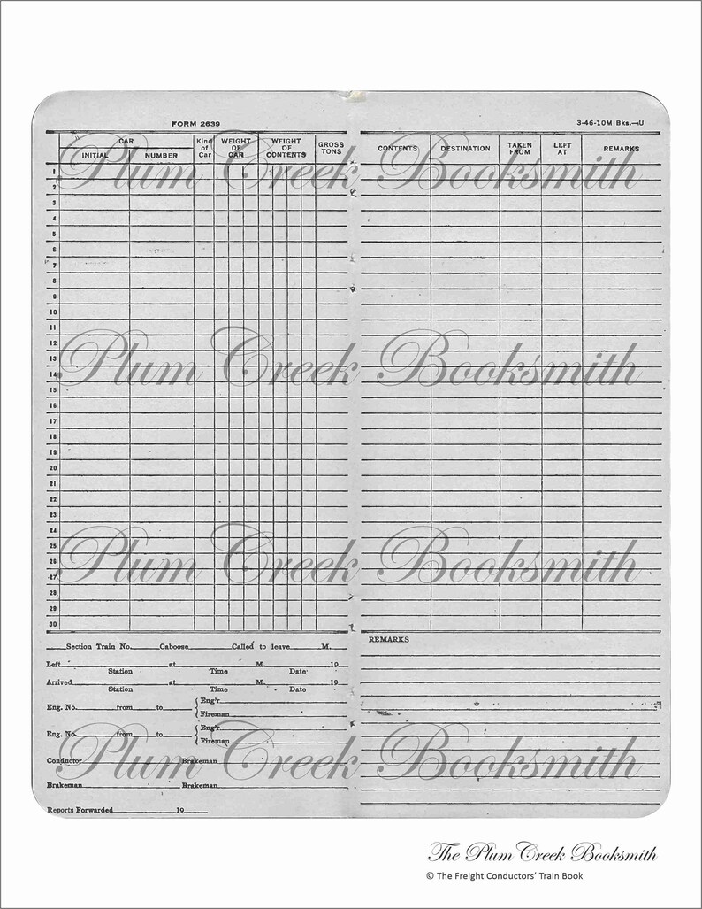 Freight Conductors' Train Book Digital Kit for a Vintage - Etsy