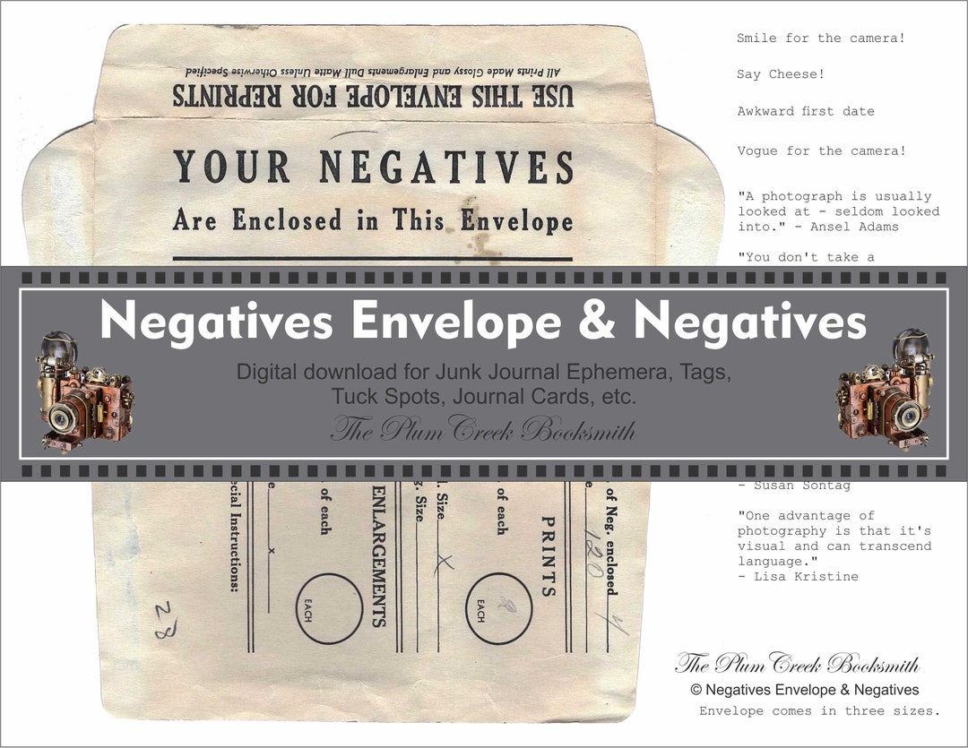 Negatives Envelope & Negatives - Digital Download - Junk Journal ...