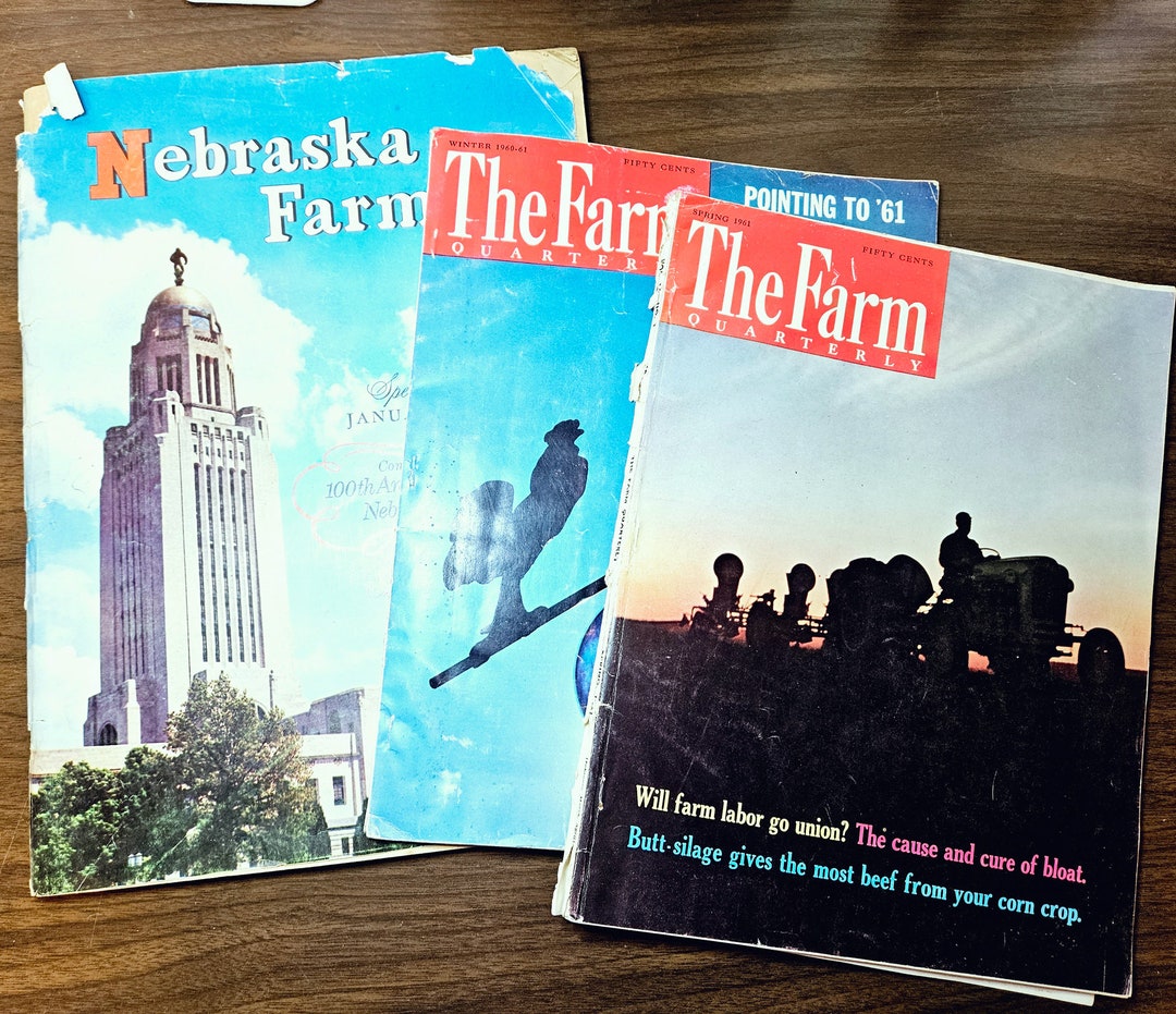 3 Farming Magazines 1959-1961, Nebraska Farmer 1959, the Farm Quarterly ...
