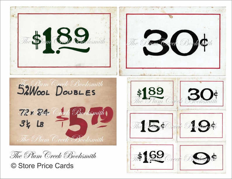 Vintage Looking Store Price Cards 7 Journal Cards for Junk - Etsy