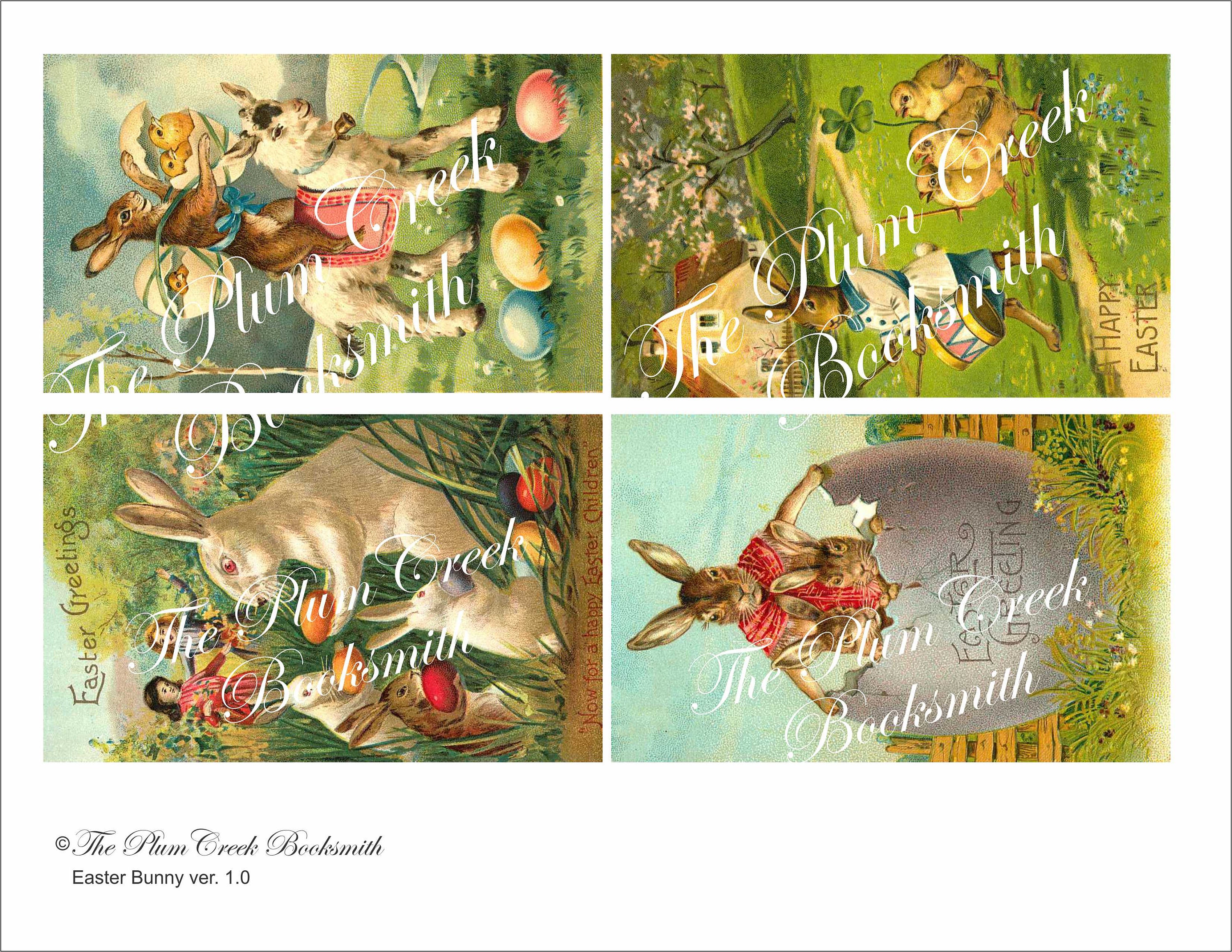 Easter Bunny Post Cards Ver. 1.0 Vintage Easter Post Cards - Digital ...