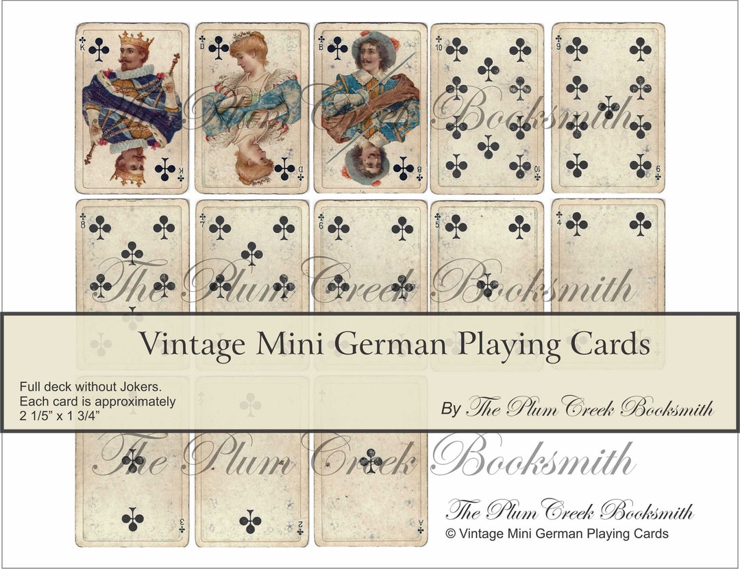 Antique, Mini German Playing Cards - Digital Download - Junk Journal ...