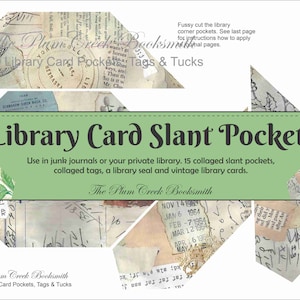 Library Card Slant Pockets, Tucks, Cards, Tags - Instant Digital ...