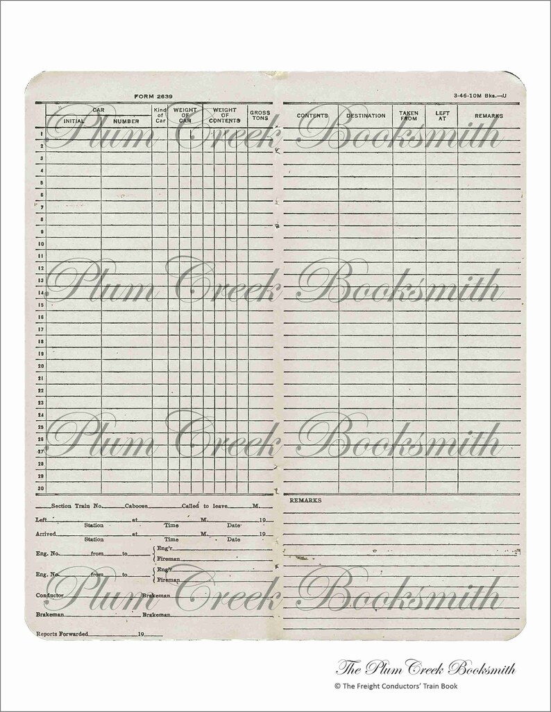 Freight Conductors' Train Book - Digital Kit for a Vintage Record ...