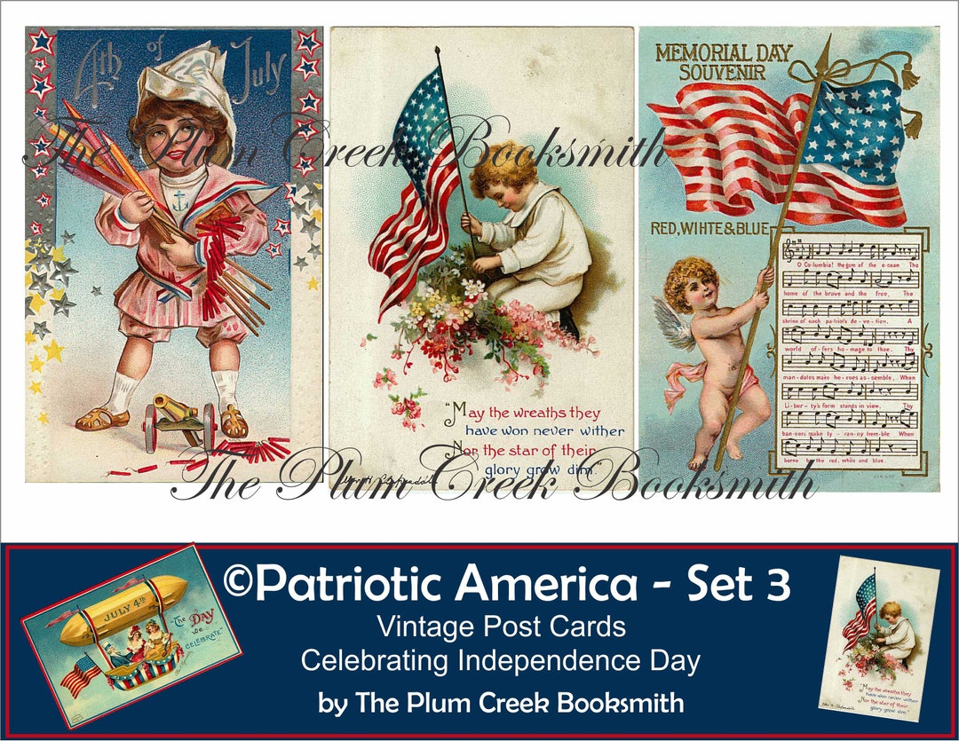 12 Vintage Patriotic America Post Cards - Set 3 - Digital Download ...