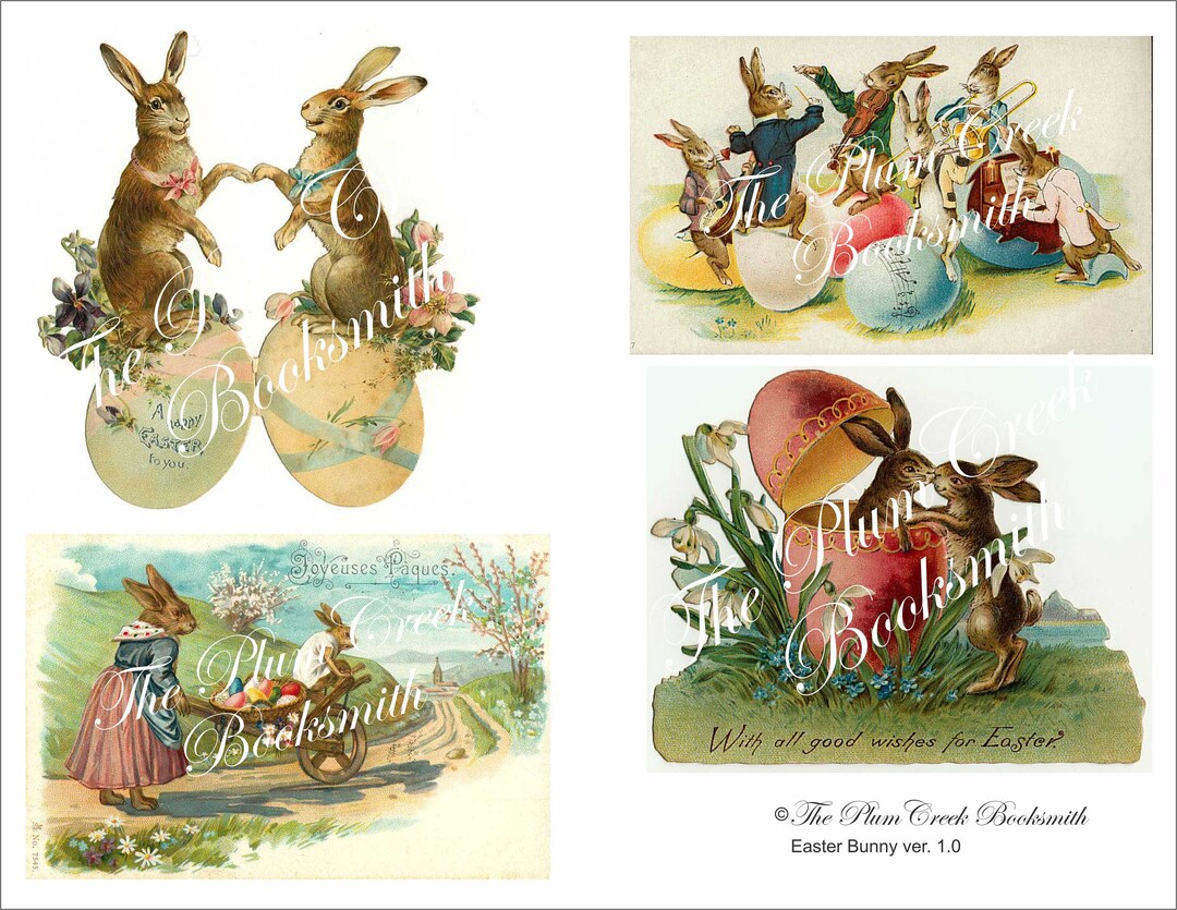 Easter Bunny Post Cards Ver. 1.0 Vintage Easter Post Cards - Digital ...