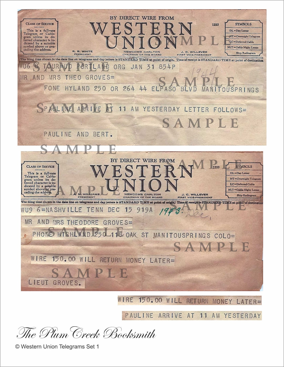 10 Vintage Western Union Telegrams - Mid 1940s - Rare Images - Instant ...