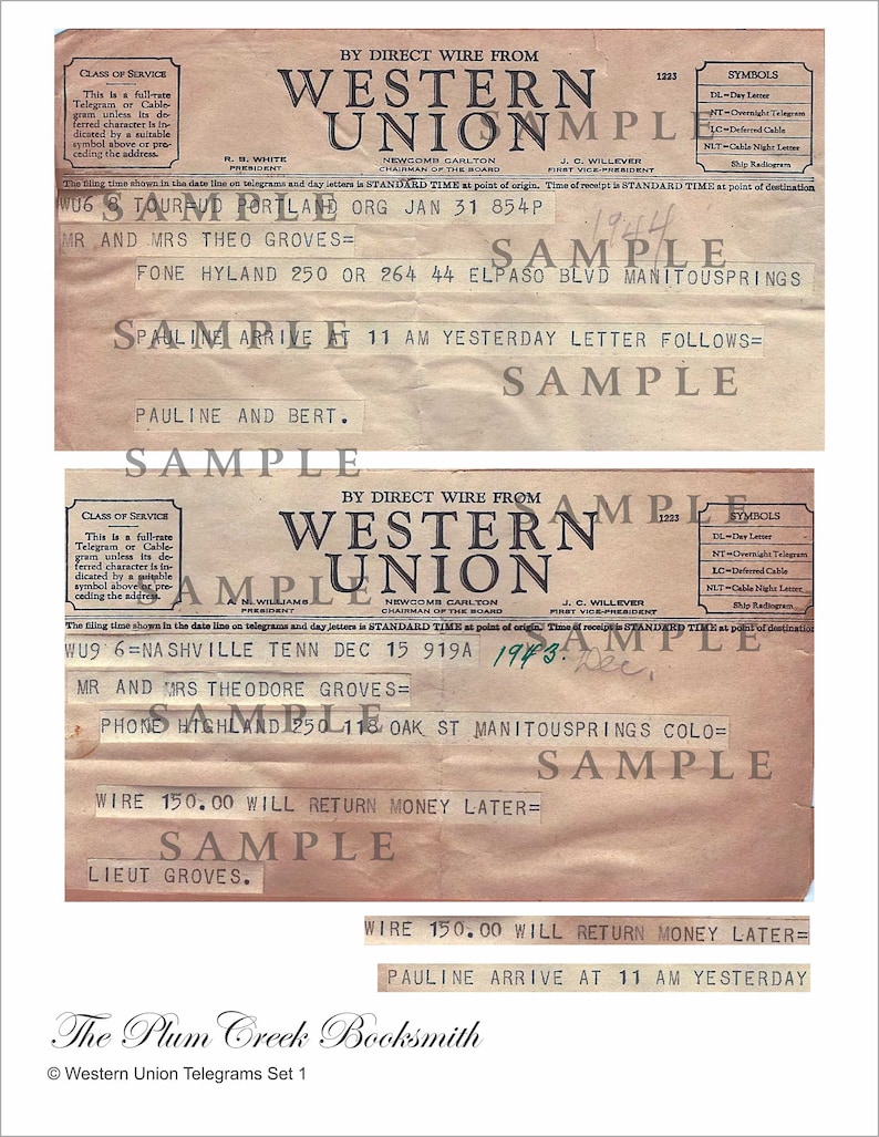 10 Vintage Western Union Telegrams - Mid 1940s - Rare Images - Instant ...