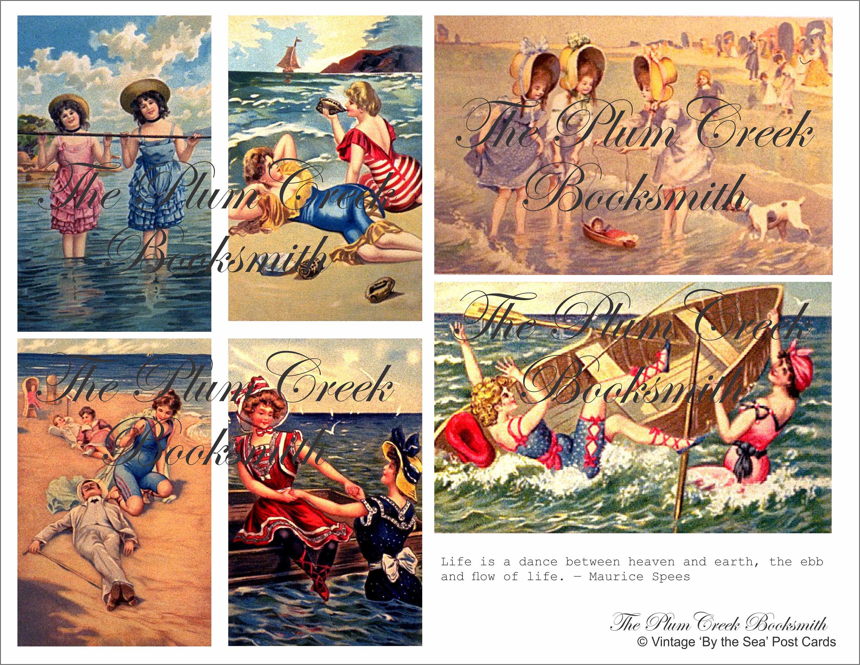 Vintage 'by the Sea' Post Cards Ephemera 3 for Journal Pages Digital ...