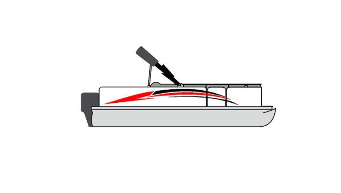 Pontoon Boat Decals 3M Marine Grade Vinyl Red & Black Spear Set Kit USA ...