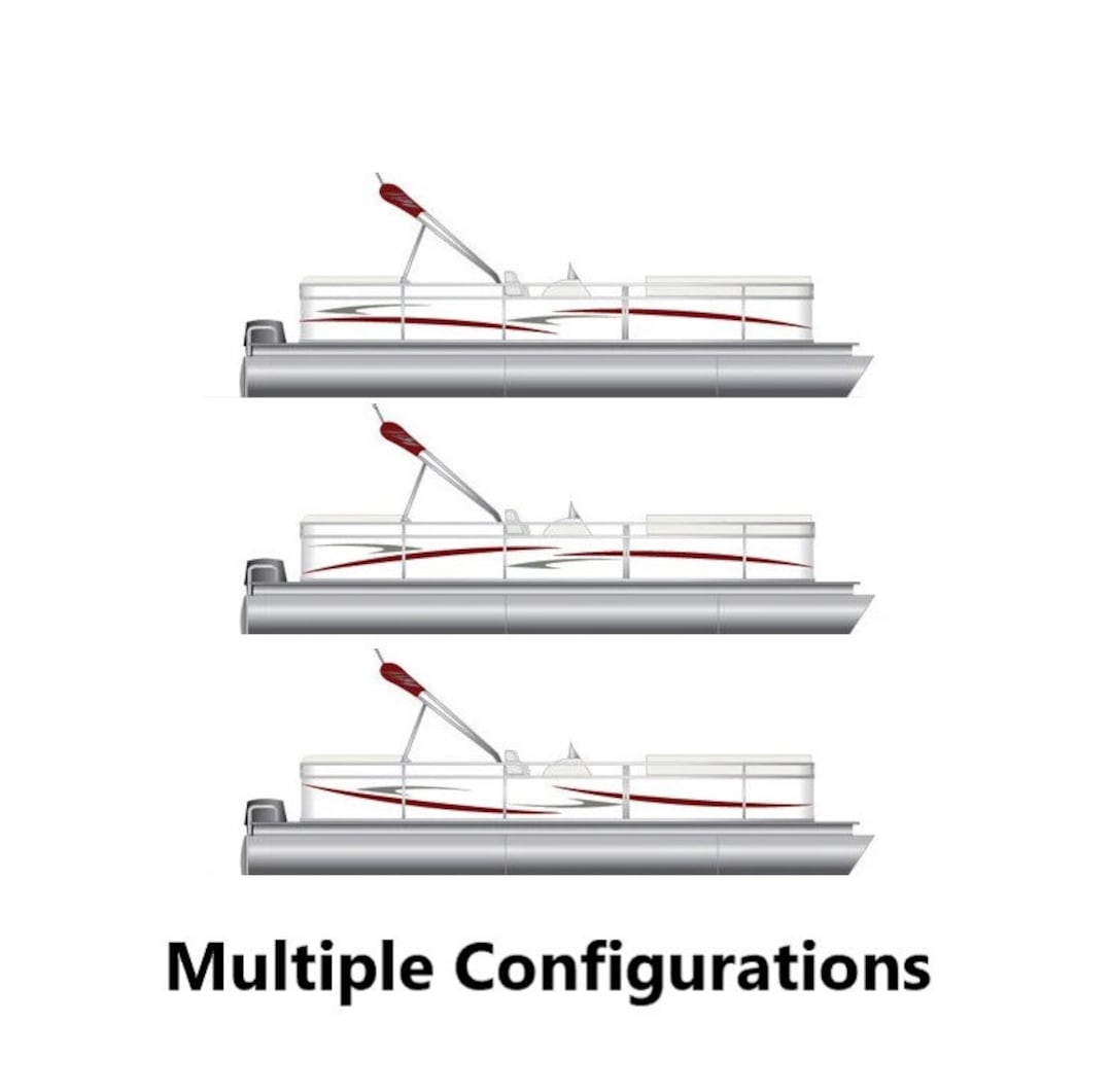 Pontoon Boat Decals 3M Marine Grade Vinyl in Burgundy & Silver Set Kit ...