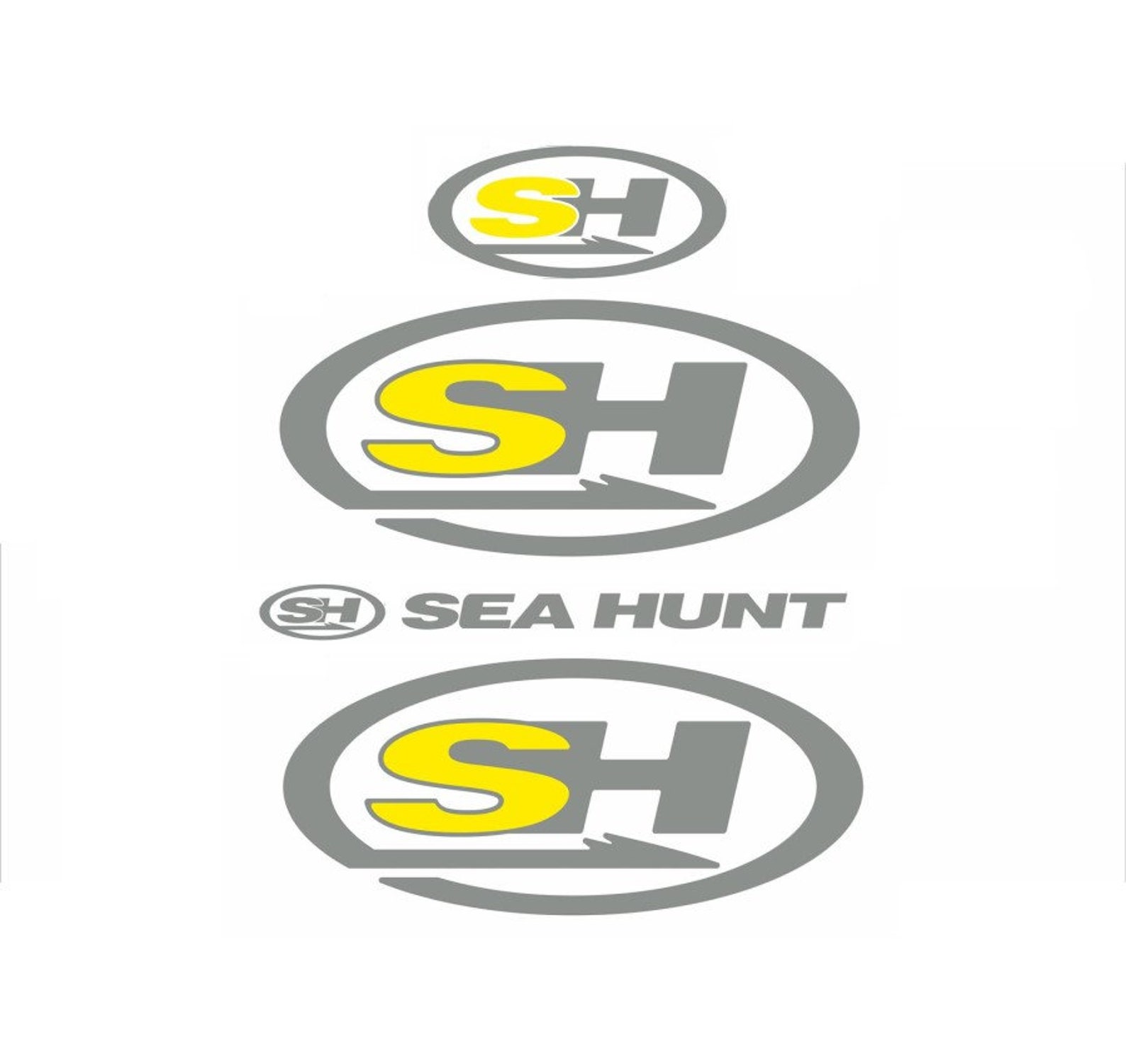 Sea Hunt Boat Decal 3M Vinyl in Yellow & Silver Marine Gloss Set Kit ...