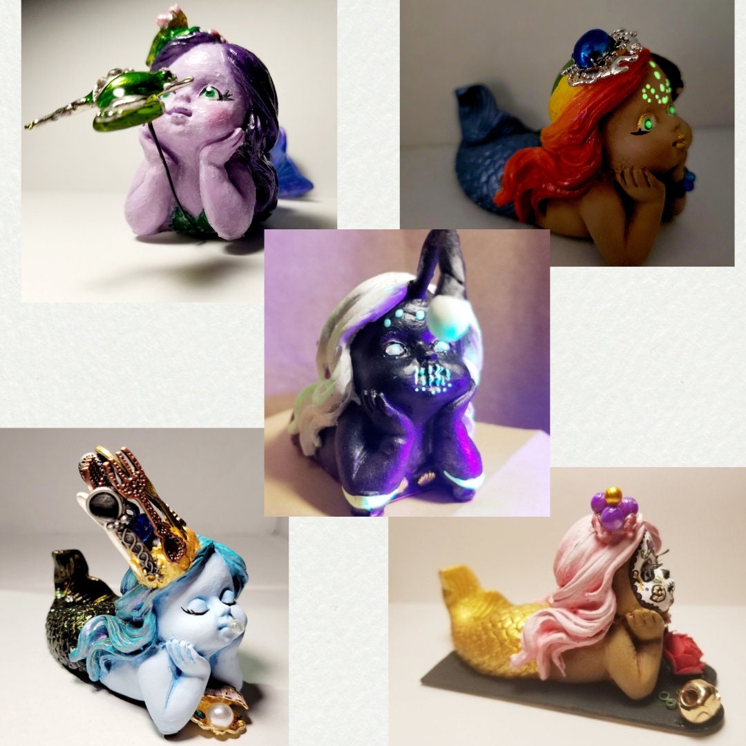 Mermaid Figurines. Pick and Choose One (1) Adorable Hand-painted Resin ...
