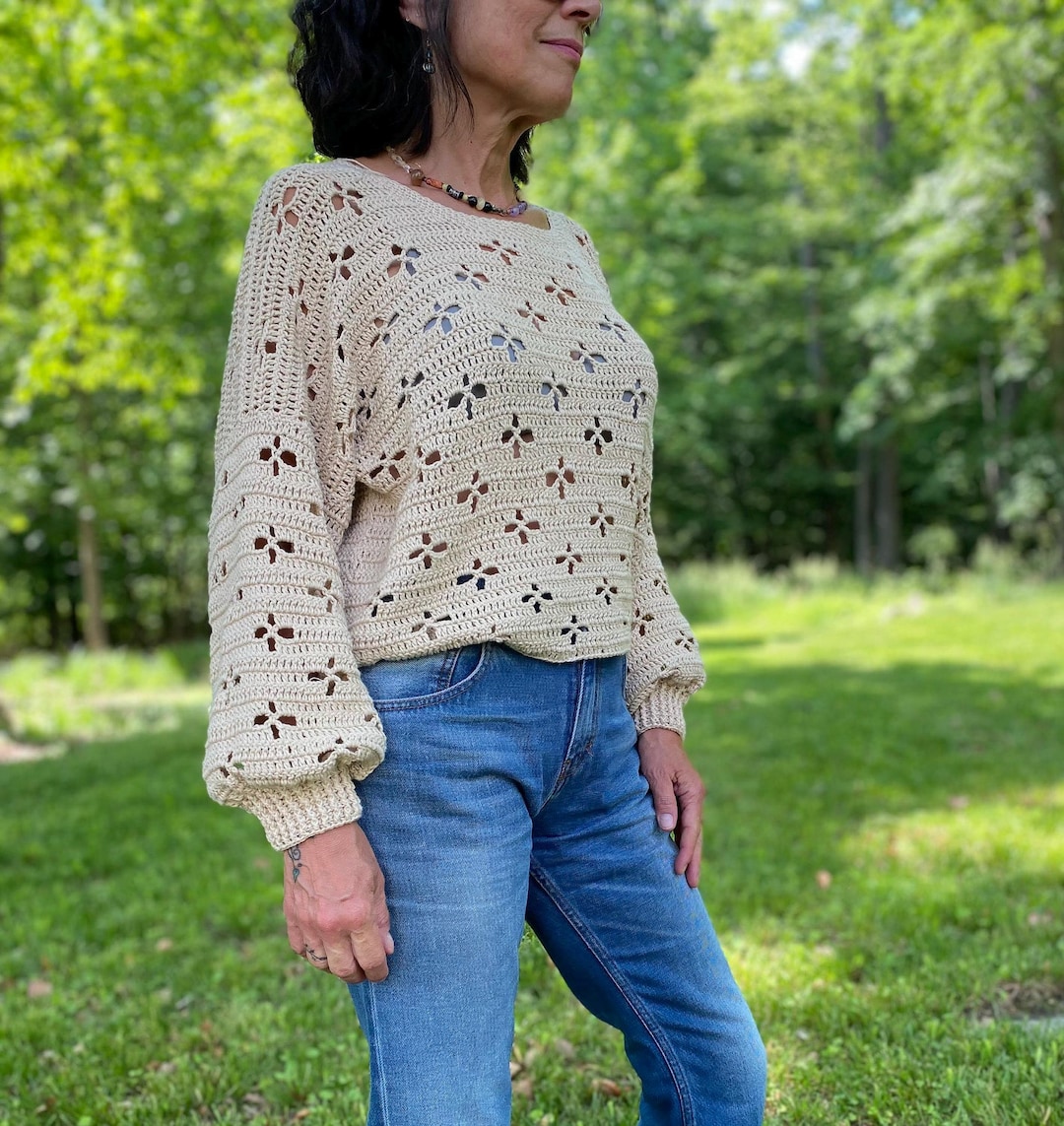 Lacy Blossom Crochet Sweater Pattern, Crochet Sweater Pattern, Crochet ...