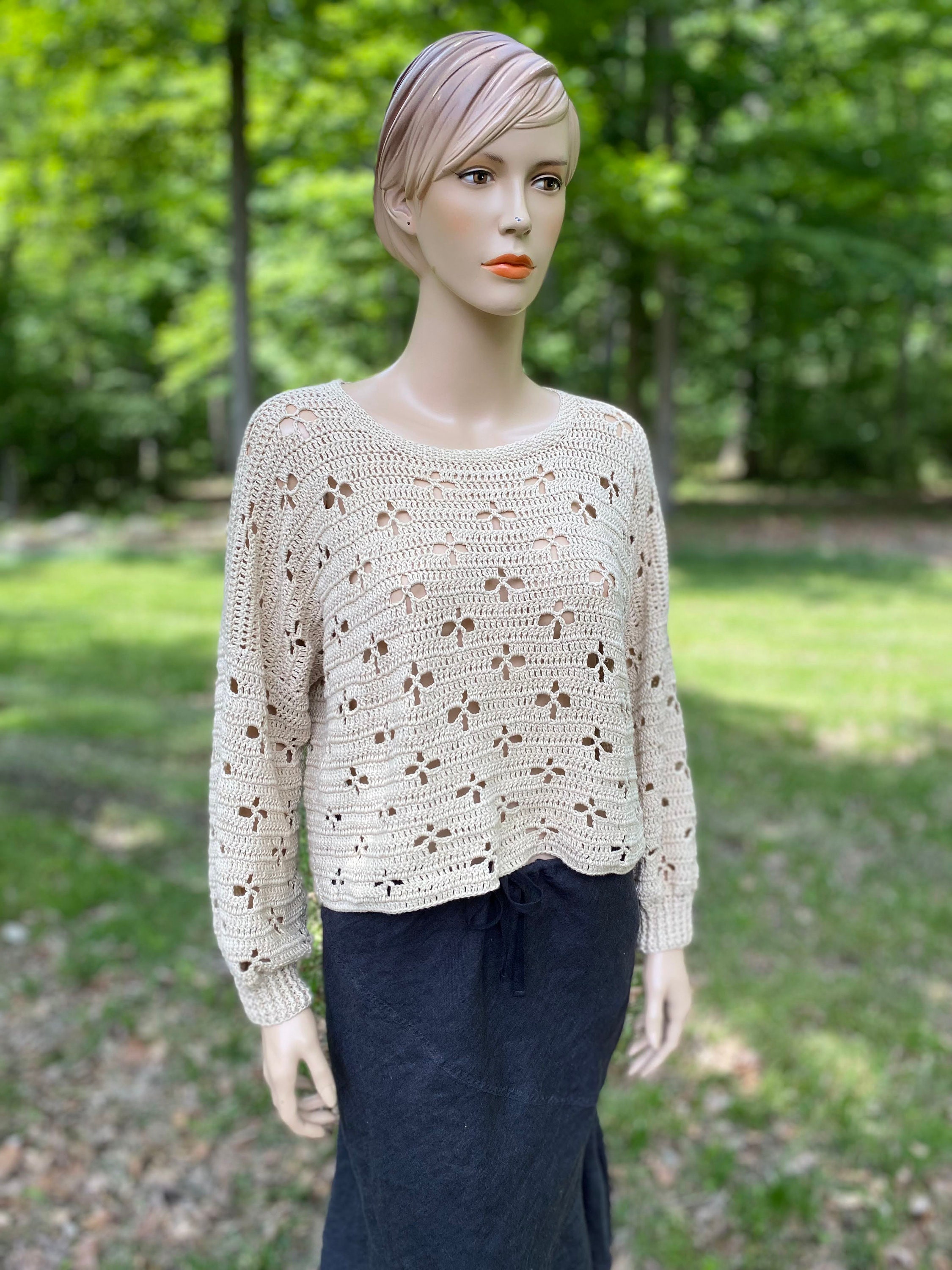Lacy Blossom Crochet Sweater Pattern, Crochet Sweater Pattern, Crochet ...