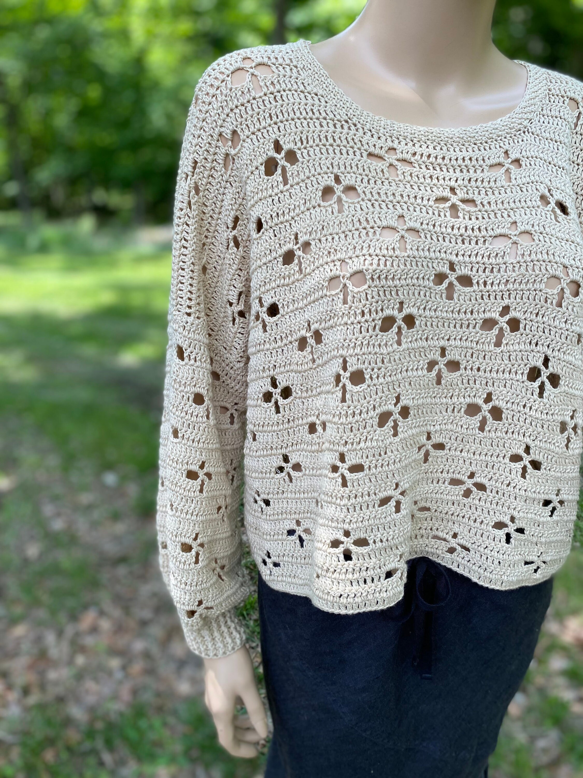 Lacy Blossom Crochet Sweater Pattern, Crochet Sweater Pattern, Crochet ...