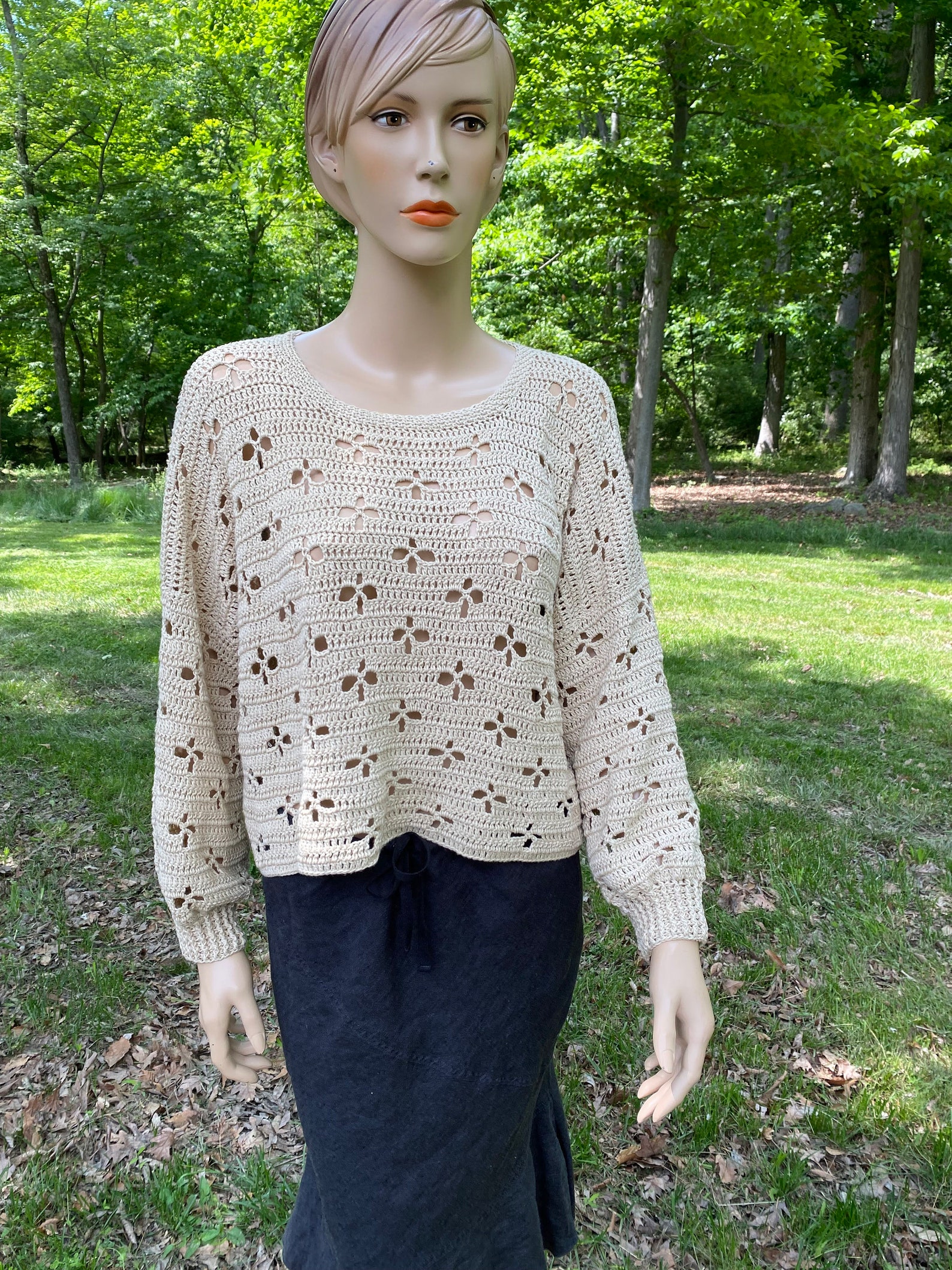 Lacy Blossom Crochet Sweater Pattern, Crochet Sweater Pattern, Crochet ...