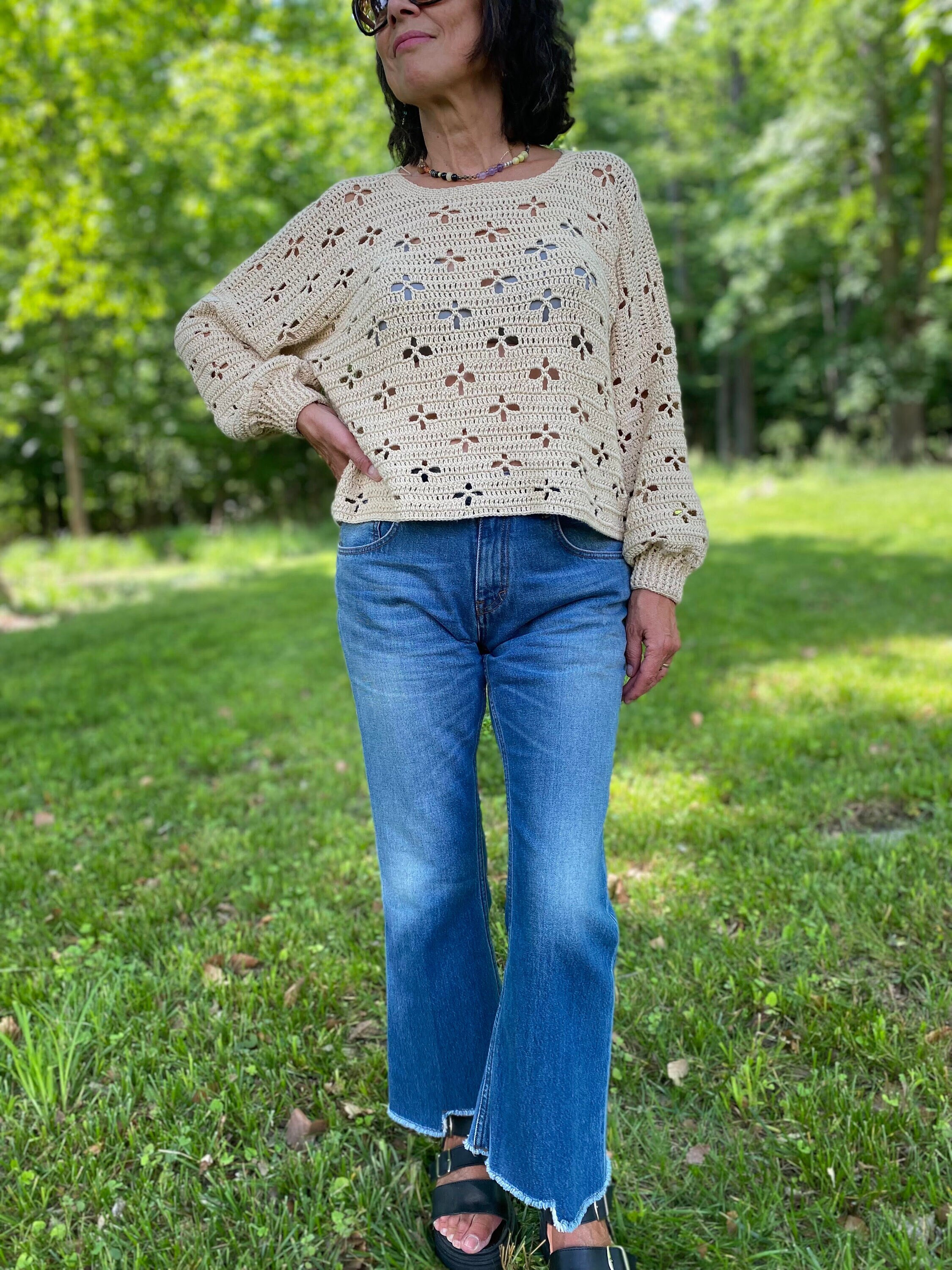 Lacy Blossom Crochet Sweater Pattern, Crochet Sweater Pattern, Crochet ...