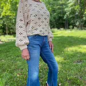 Lacy Blossom Crochet Sweater Pattern, Crochet Sweater Pattern, Crochet ...