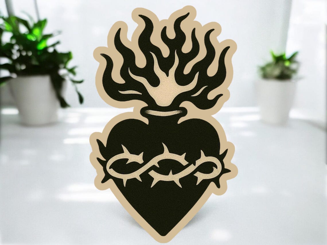 Sacred Heart Thorns Sticker Tattoo Blackwork Style - Etsy