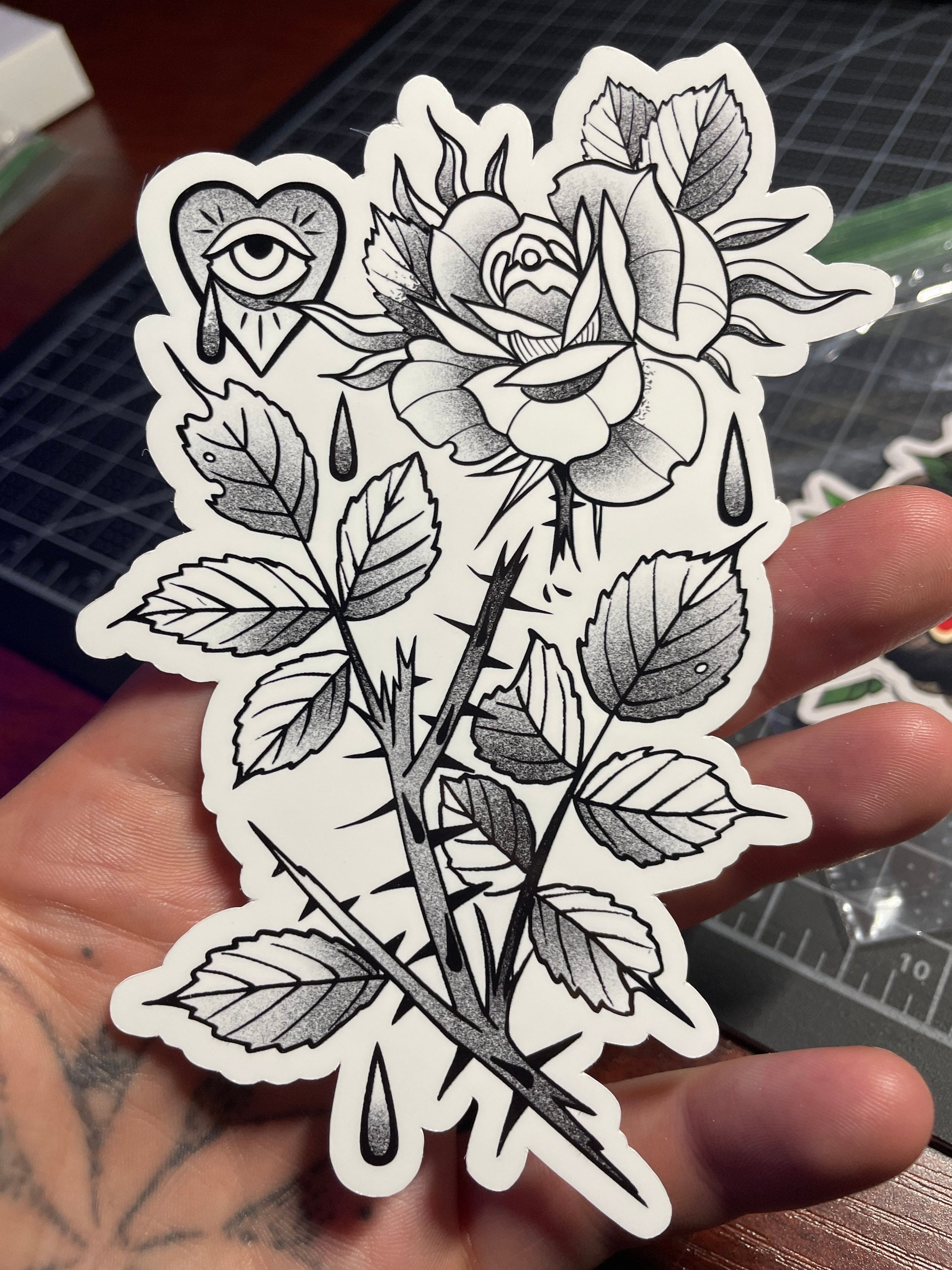 Rose With Stem Tattoo Designs