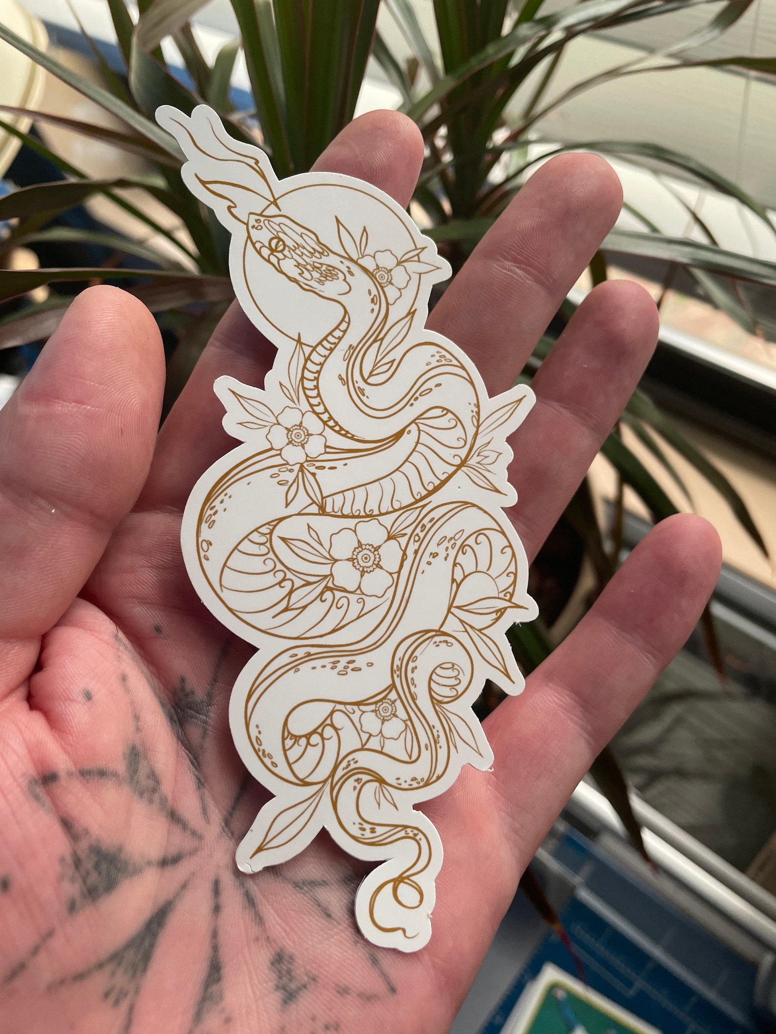 Flowers & Snake Tattoo Sticker - Etsy