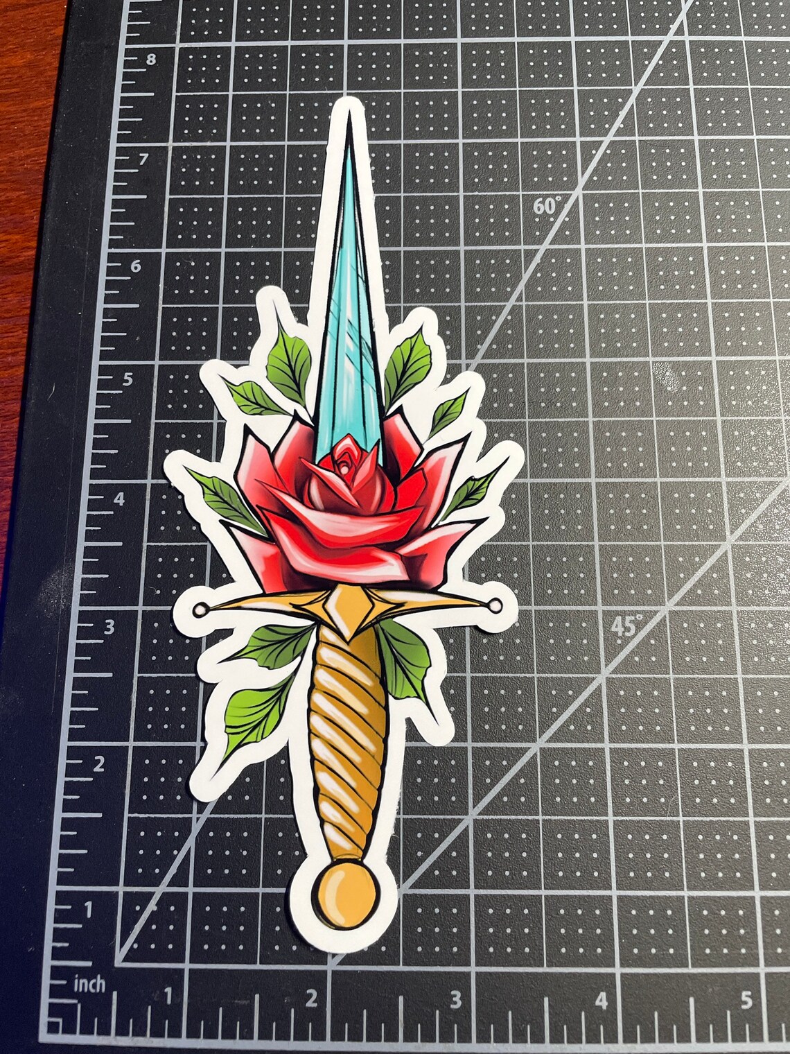 Pierced Rose Dagger Tattoo Style - Etsy