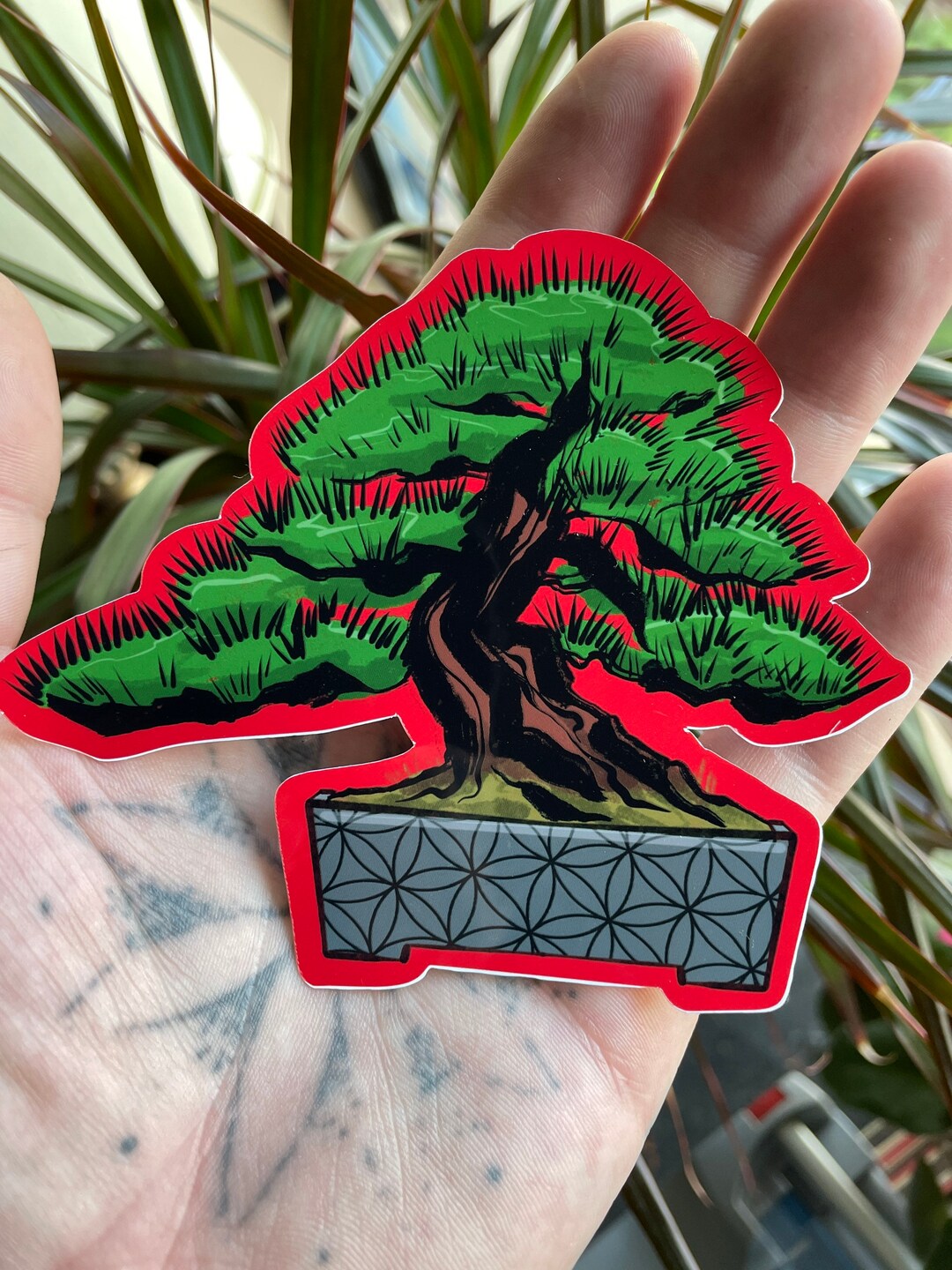 Bonsai Tree in Flower of Life Pot Sticker - Etsy