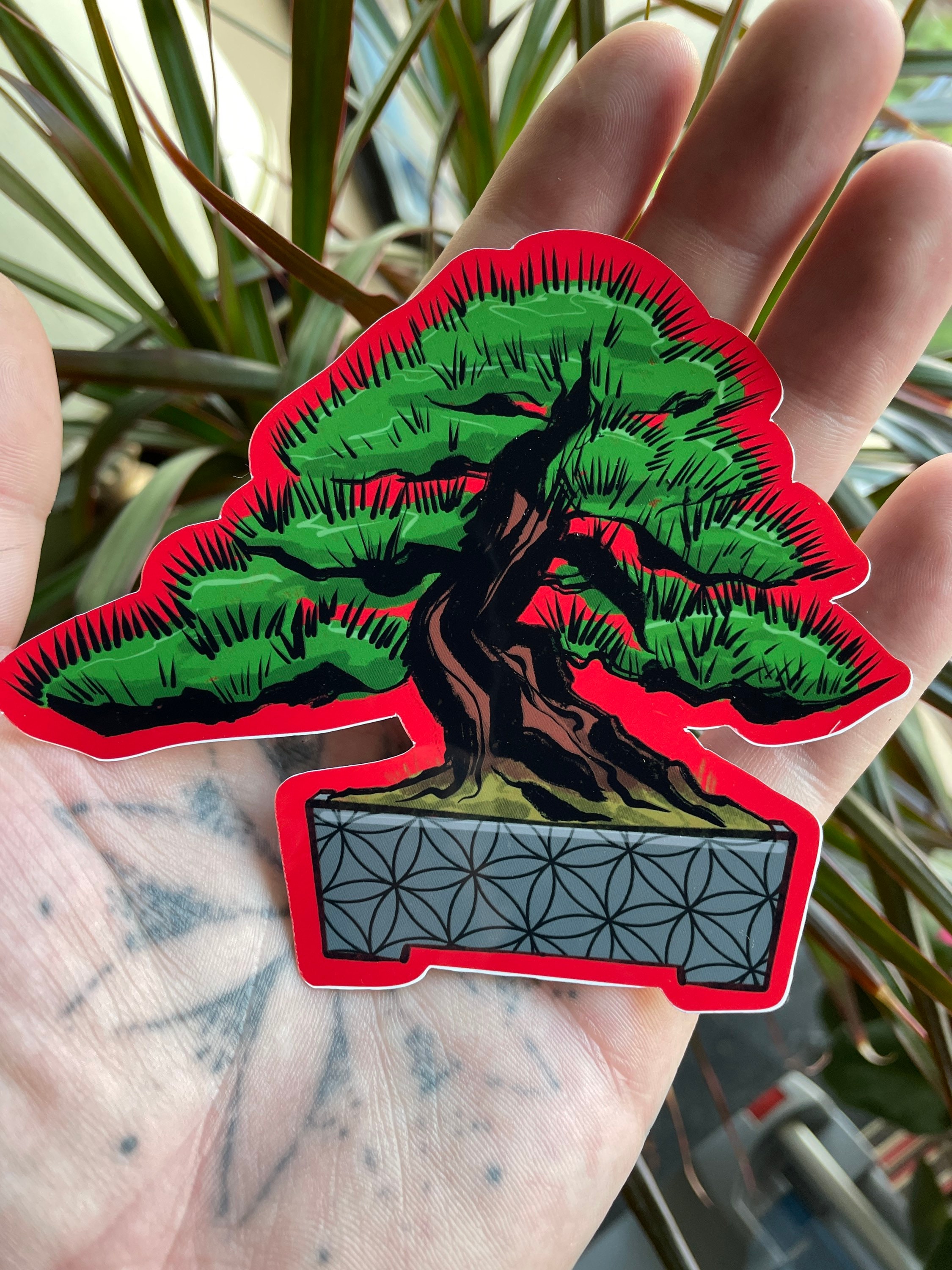 Bonsai Tree in Flower of Life Pot Sticker - Etsy