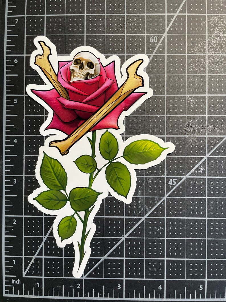 Death Rose Tattoo Style Sticker - Etsy