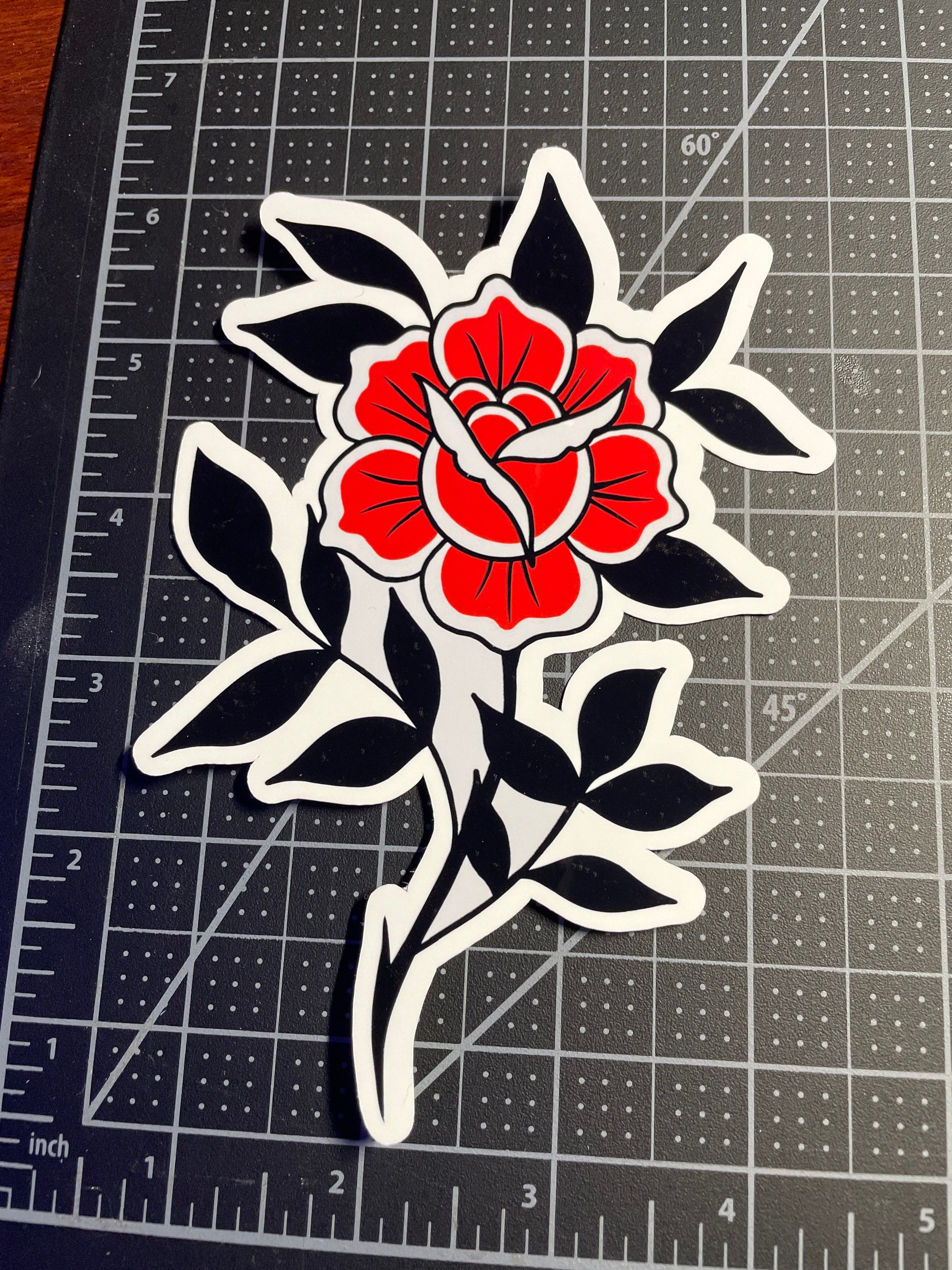 Rose on a Stem Tattoo Sticker - Etsy