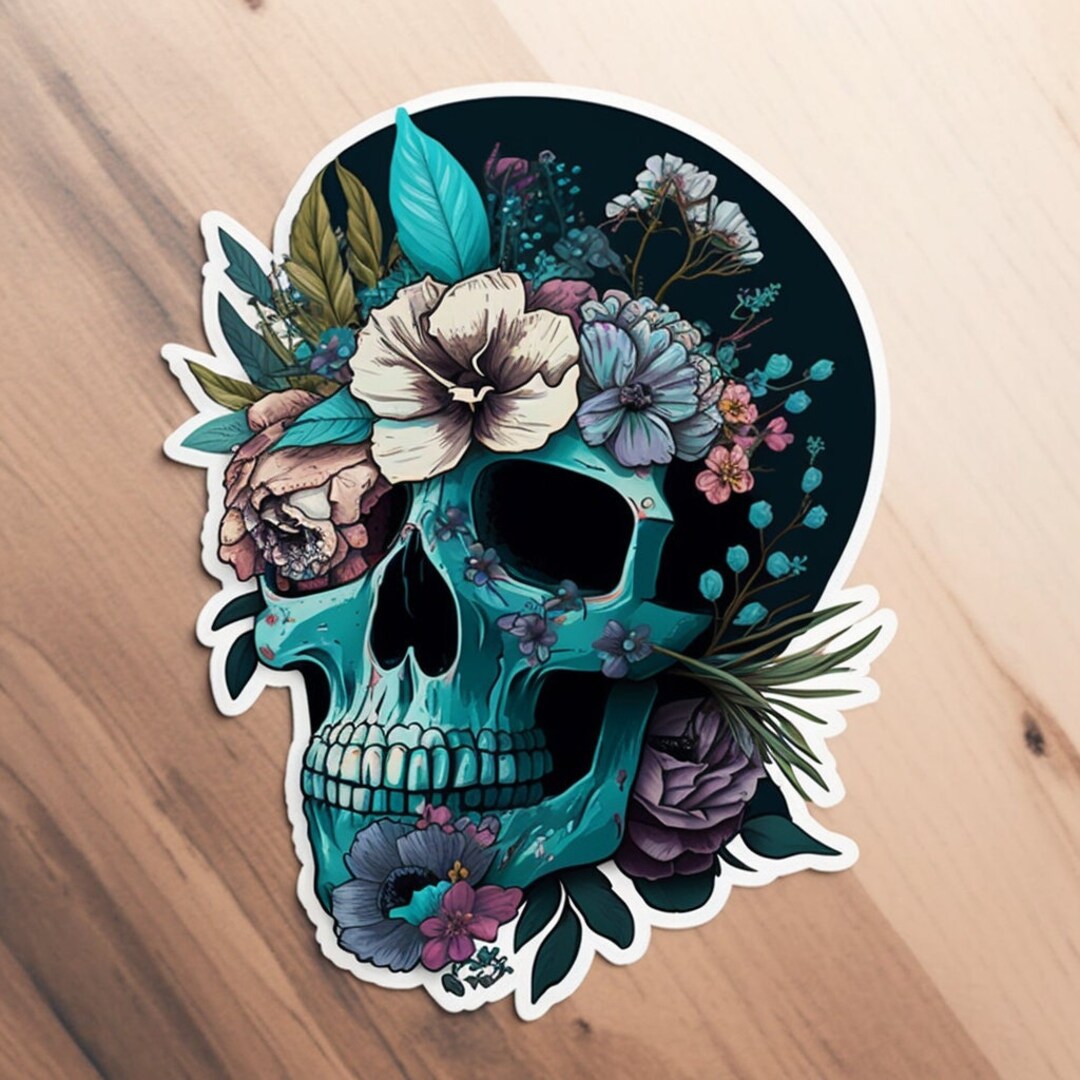 Skull Flower Tattoo Sticker - Etsy