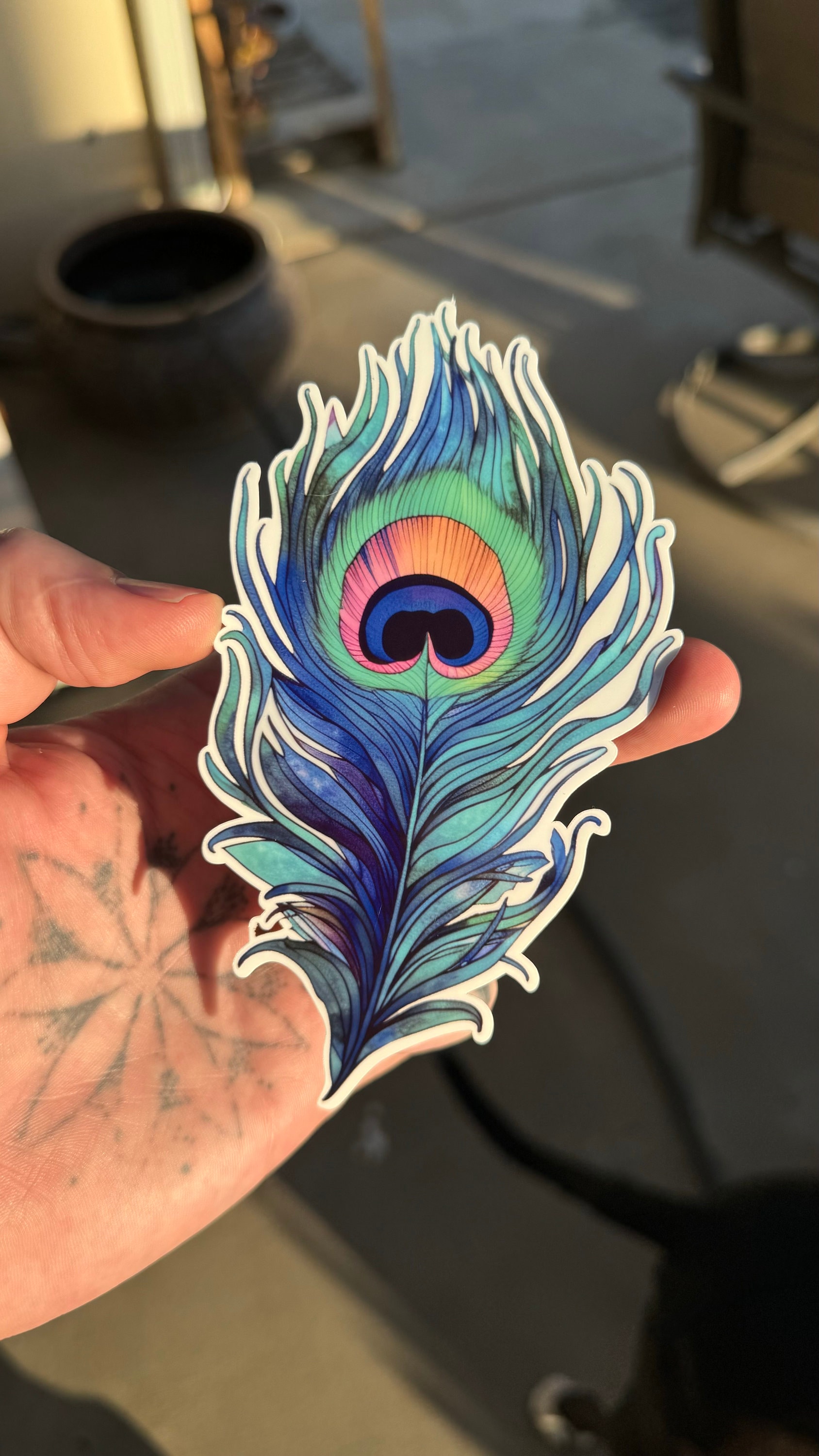 Peacock Tattoo Sticker, Traditional Cute Vinyl Die Cut Waterproof ...