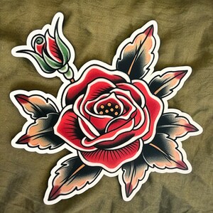 Rose Tattoo Sticker Decal Traditional - Etsy