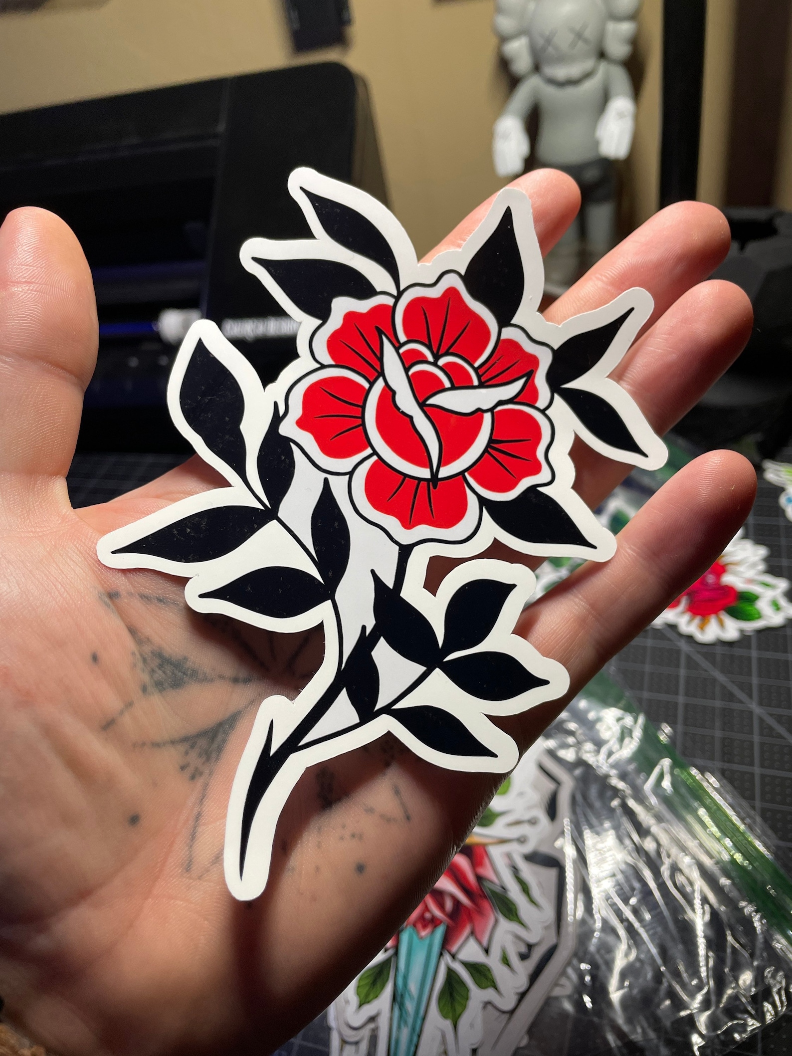 Rose on a Stem Tattoo Sticker - Etsy