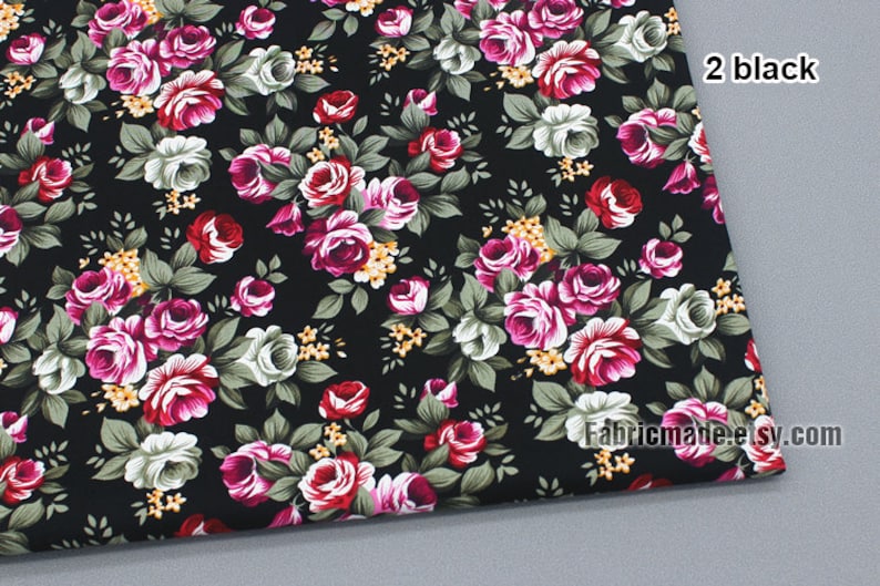 Pink Red Rose Floral Fabric Coordinating Fabric Flower Shabby | Etsy