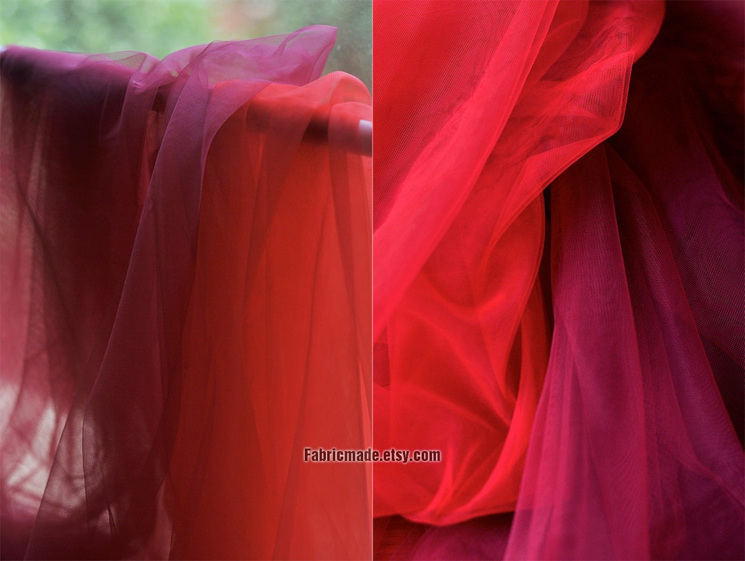 Super Transparent Red Burgundy Red Netting Fabric for Creative Designer ...