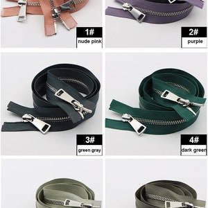 21 Colors - Long Silver Teeth Heavy Zippers, Two Ways Metal Zippers for ...