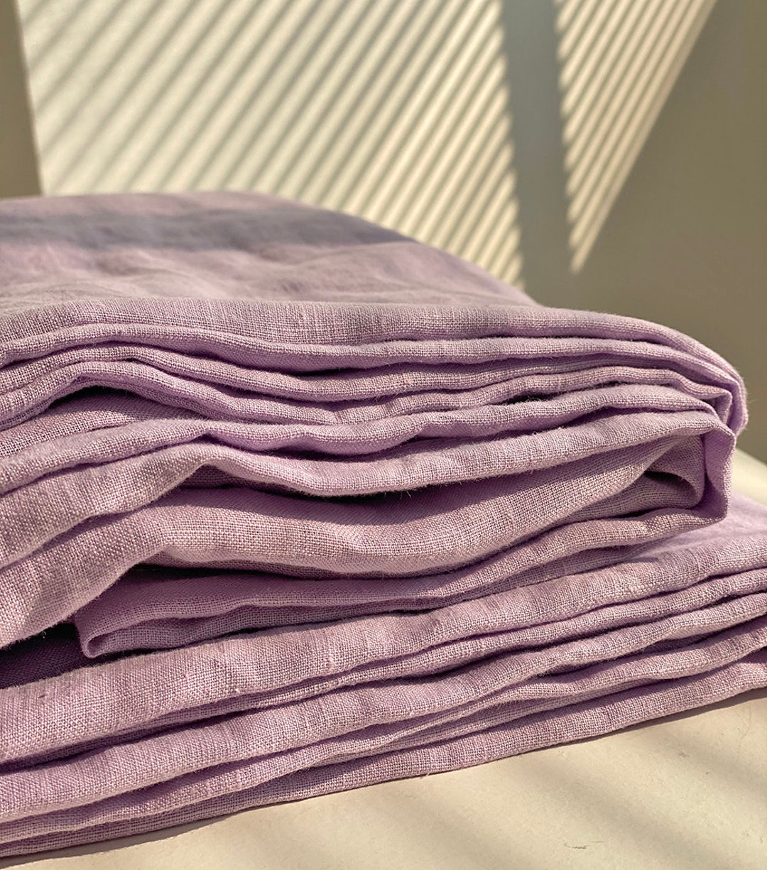 110" Width 100% Linen Fabric, Lilac Purple Softened Stonewashed Linen ...
