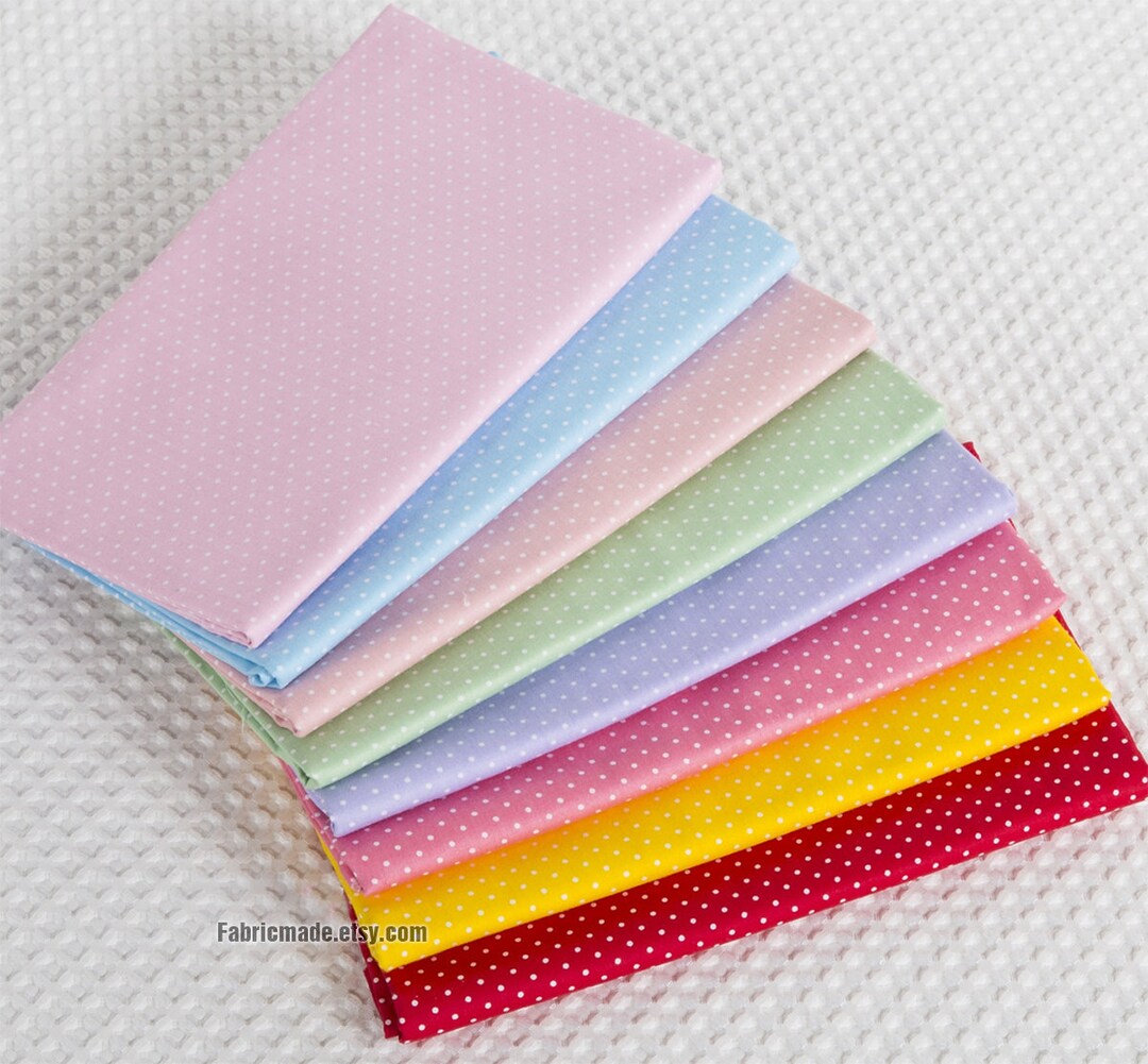 Tiny White Polka Dot Cotton Fabric in Blue Purple Pink Green Spots Dots ...