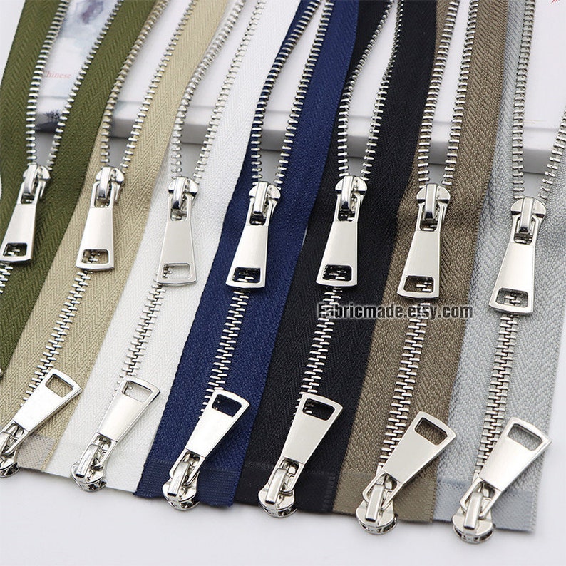 21 Colors - Long Silver Teeth Heavy Zippers, Two Ways Metal Zippers for ...