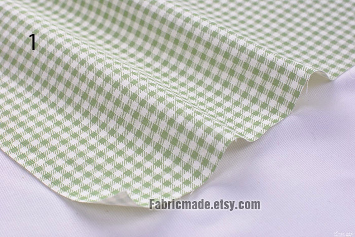 Spring Green Cotton Fabric Light Green Plaid Stripe Leaf - Etsy