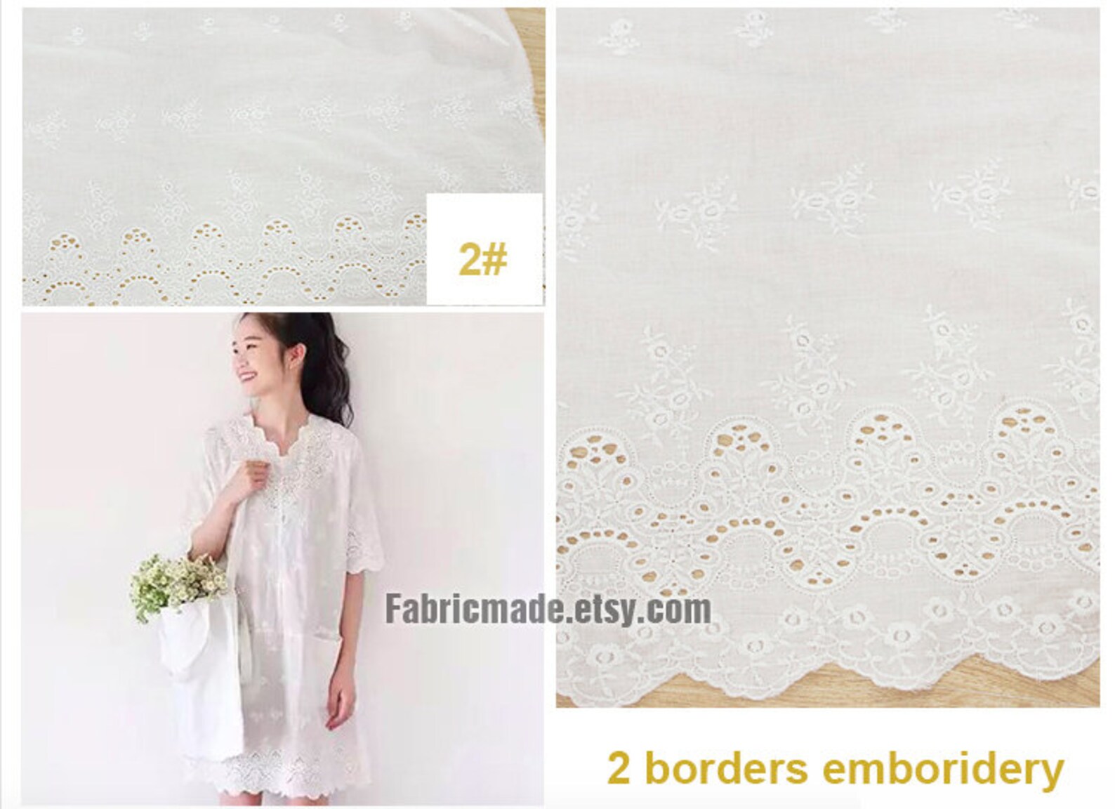 White Cotton Eyelet Borders Fabric Embroidery Siders Fabric | Etsy